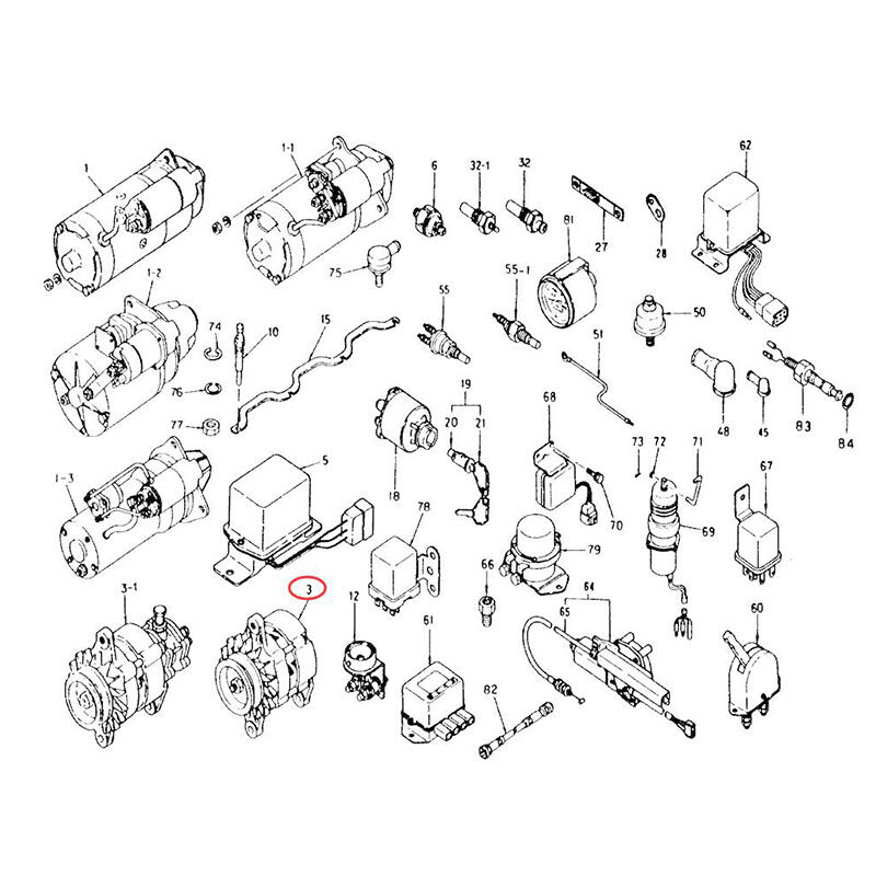 24V Alternator VI5812002121 for Isuzu Engine 4BD1 Kobelco Excavator ...